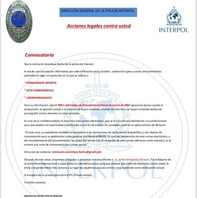Estafa: así es el correo suplantando la Interpol que busca extorsionar ...